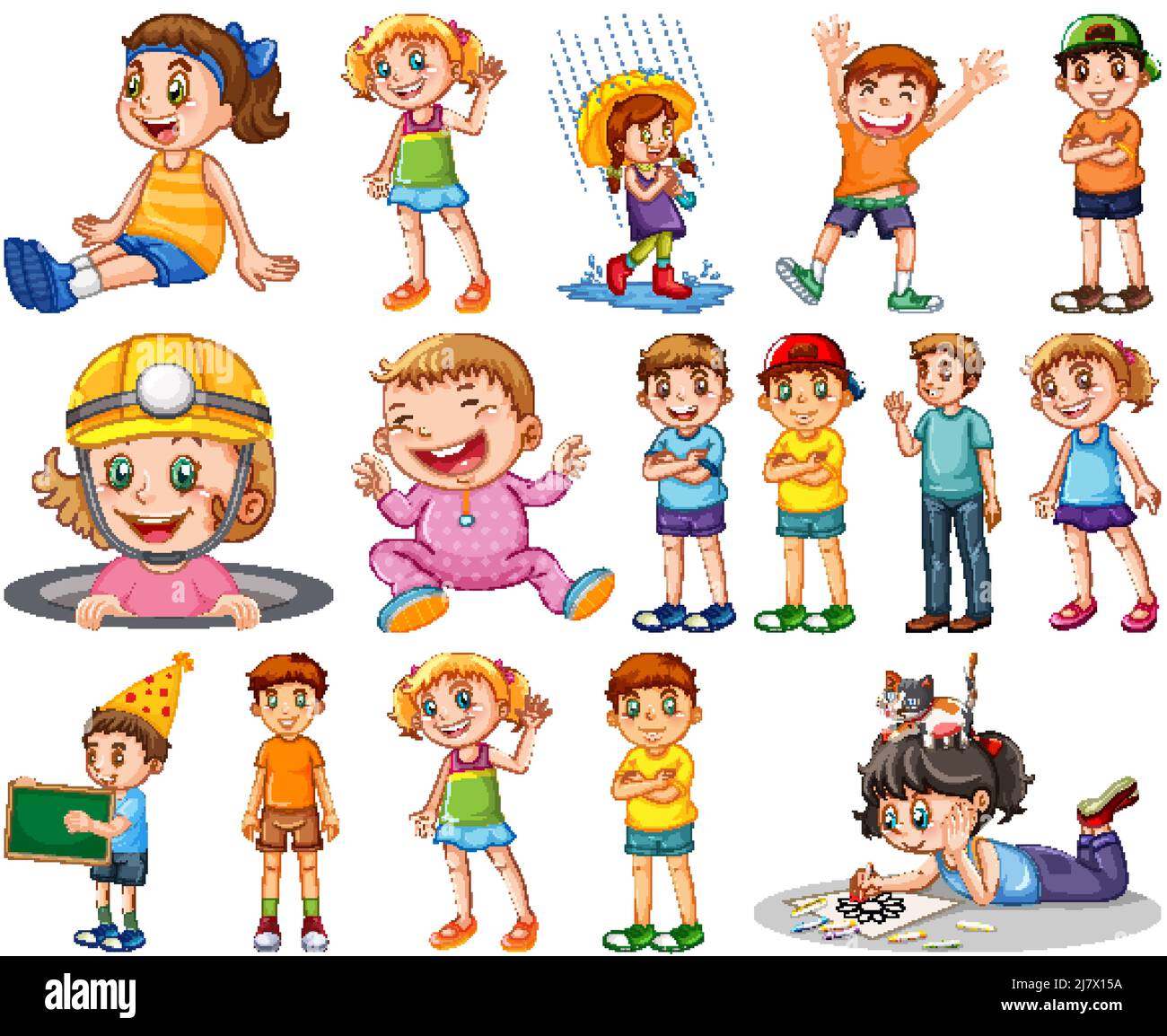 Happy children in different actions illustration Stock Vector Image ...