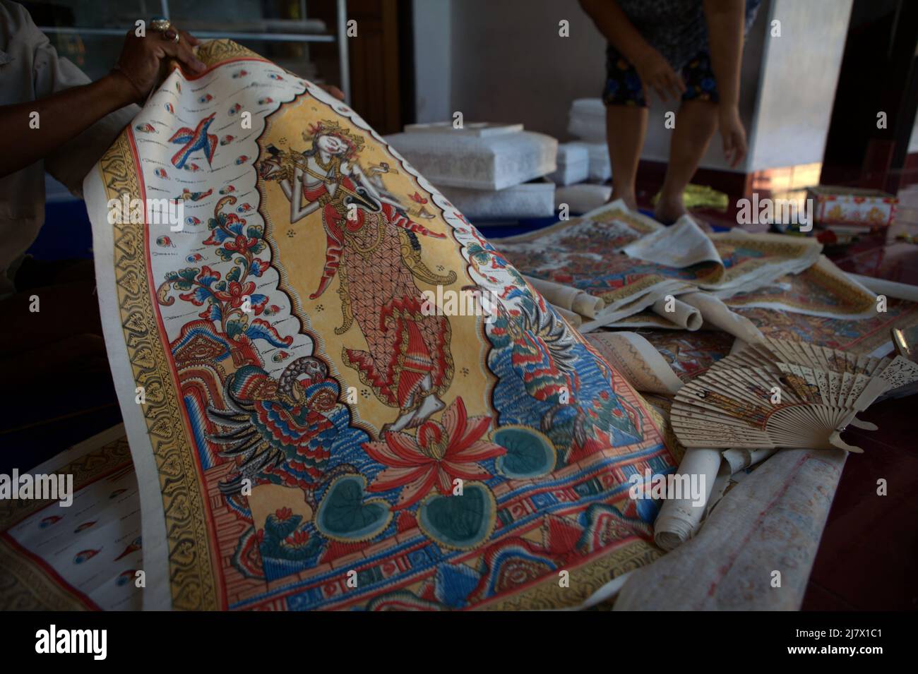 Balinese traditional kamasan painting at the workshop of I Wayan Yudara ...