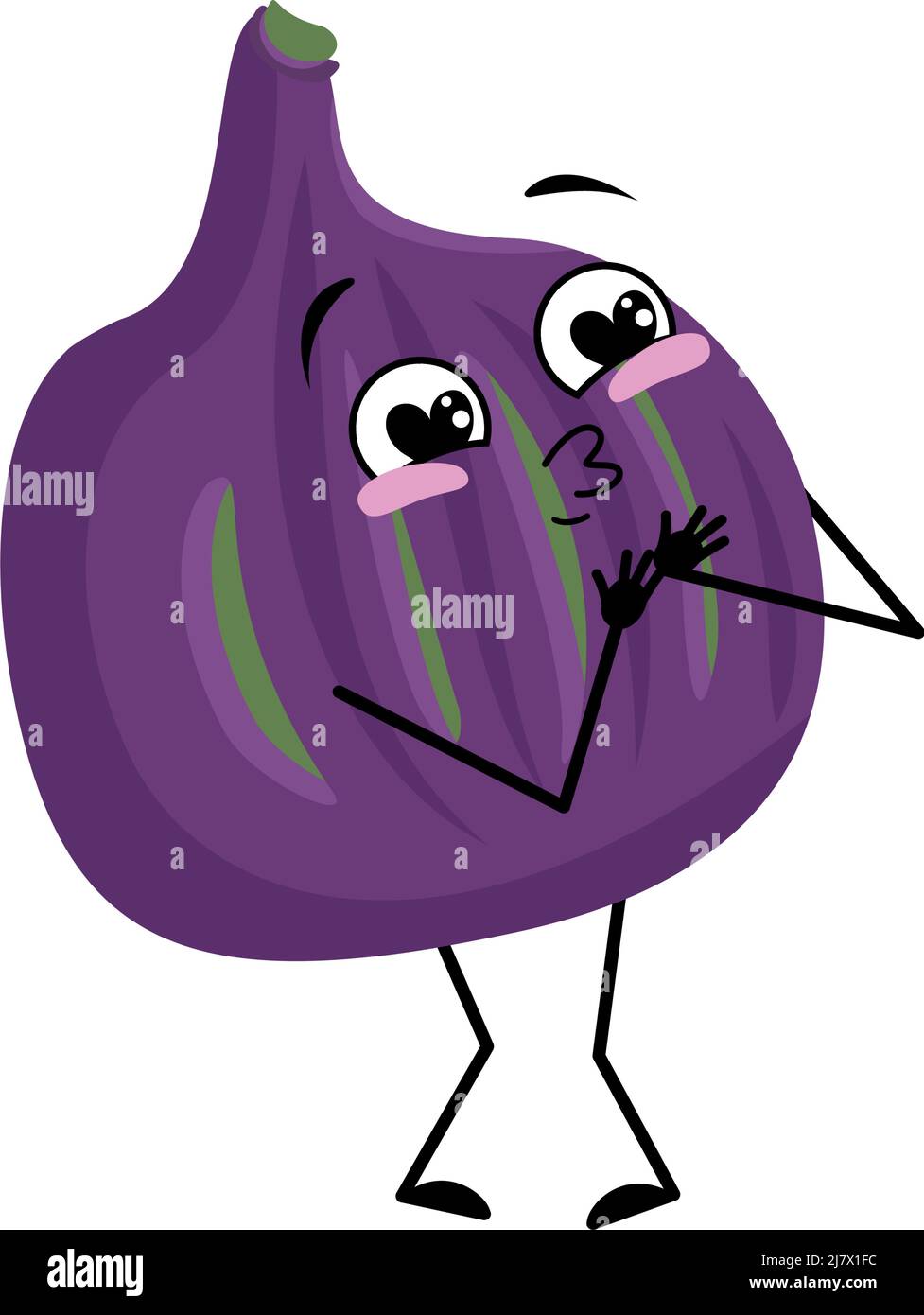 Fig character with love emotions, smile face, arms and legs. Person ...