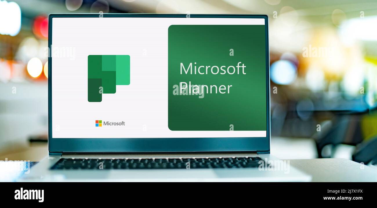 POZNAN, POL - DEC 12, 2021: Laptop computer displaying logo of ...