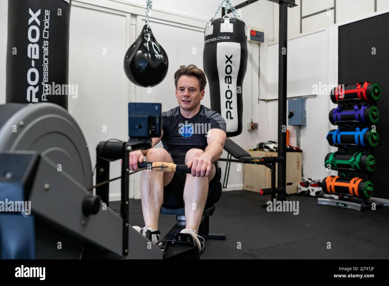 Ipswich Suffolk UK April 03 2022: A fit young man working out on a ...