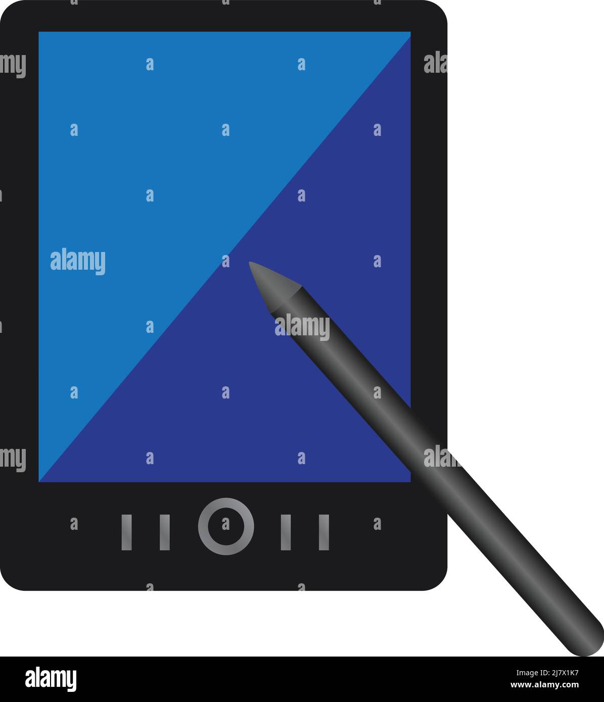 illustration of tablet and blue color screen. with white background ...