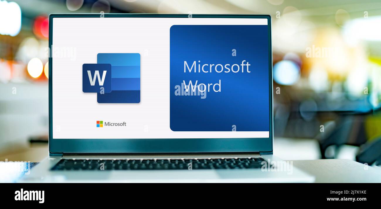 POZNAN, POL - DEC 12, 2021: Laptop computer displaying logo of ...