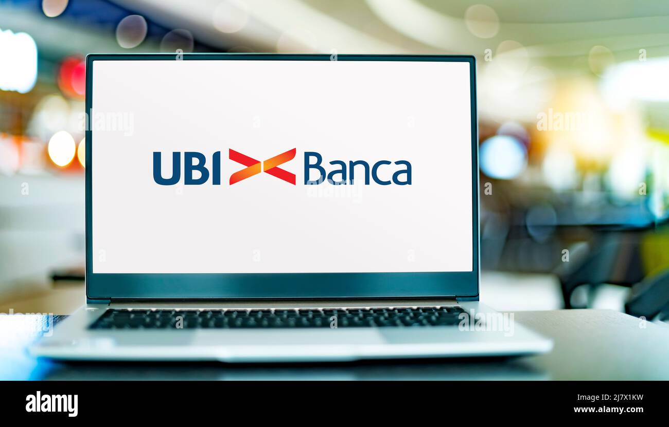 POZNAN, POL - OCT 13, 2021: Laptop computer displaying logo of Unione ...