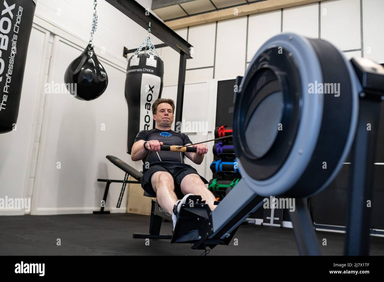 Ipswich Suffolk UK April 03 2022: A fit young man working out on a ...