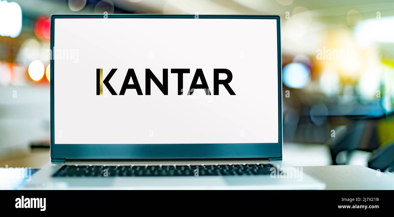 POZNAN, POL - FEB 25, 2022: Laptop computer displaying logo of Kantar ...
