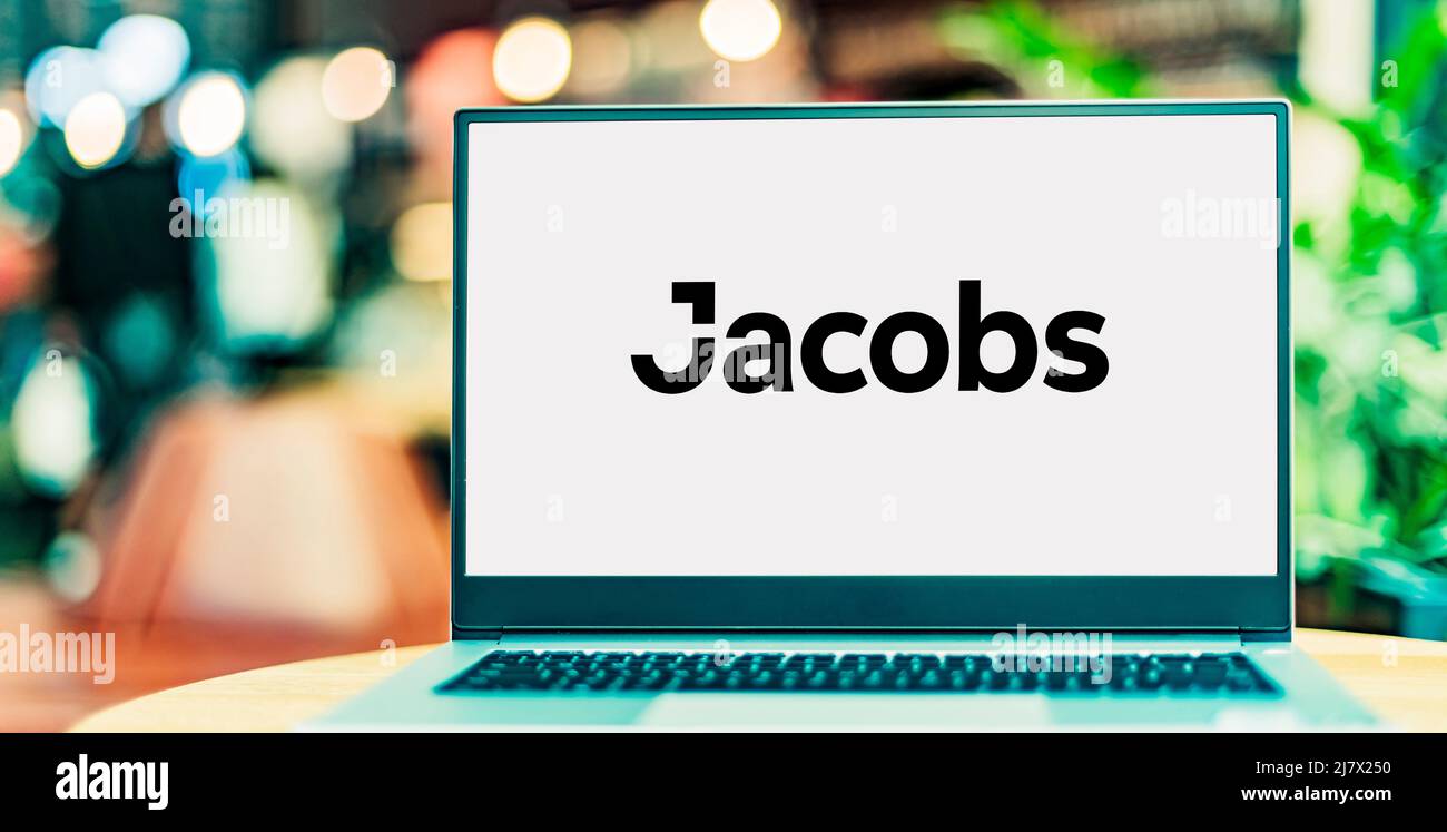 POZNAN, POL - OCT 1, 2021: Laptop computer displaying logo of Jacobs ...