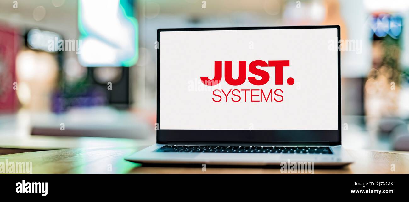 POZNAN, POL - OCT 1, 2021: Laptop computer displaying logo of ...