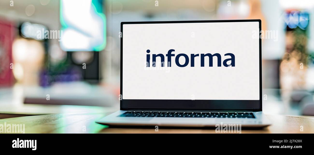 POZNAN, POL - OCT 1, 2021: Laptop computer displaying logo of Informa ...