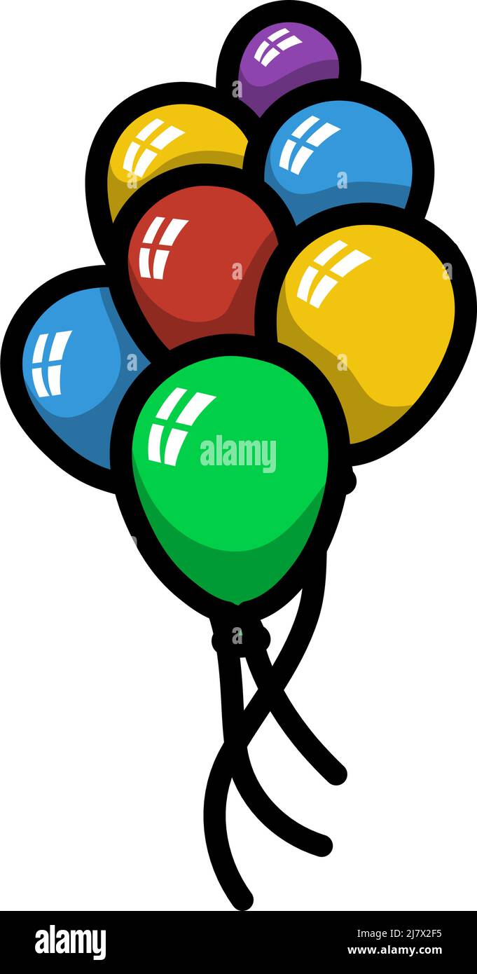Party Balloons And Stars Icon. Editable Bold Outline With Color Fill ...