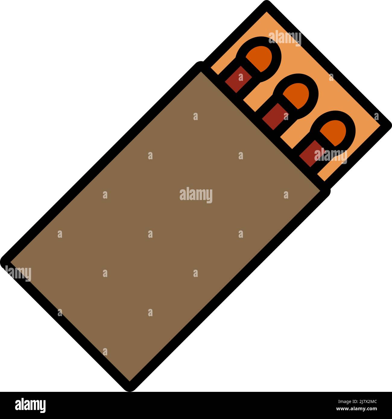 Icon Of Match Box. Editable Bold Outline With Color Fill Design. Vector ...