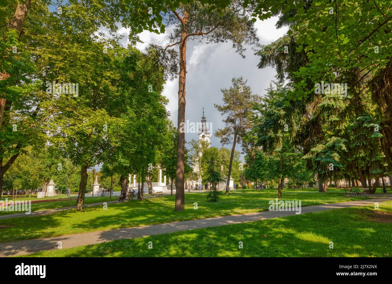 Bjelovar Cathedral of Teresa of Avila view from the central park Stock ...