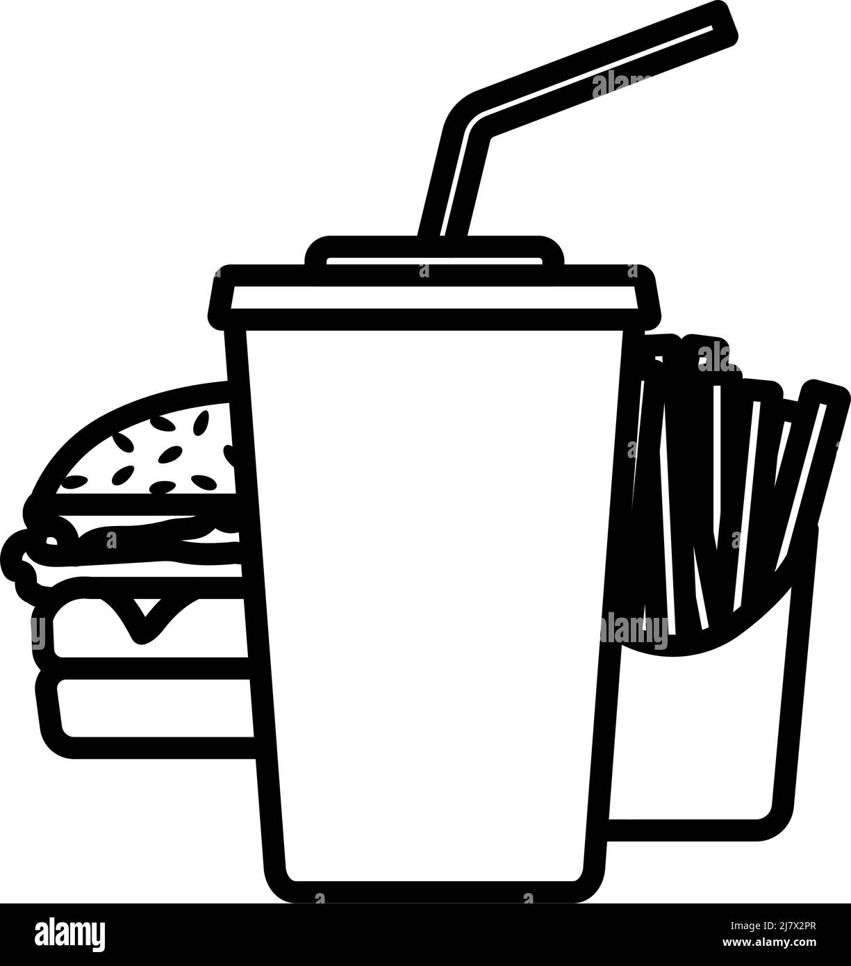Fast Food Icon. Bold outline design with editable stroke width. Vector ...