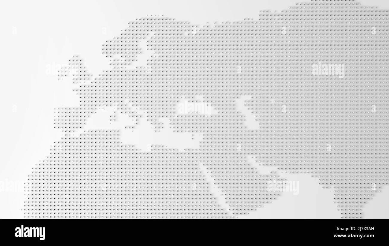 3d pixel world Europe map on white background. Digital dots in the form ...