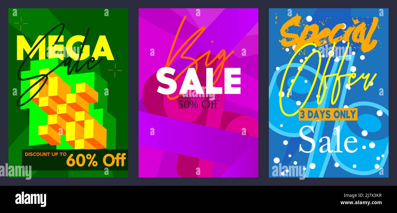 Set of Modern Abstract Sale banner template for advertising discounts ...