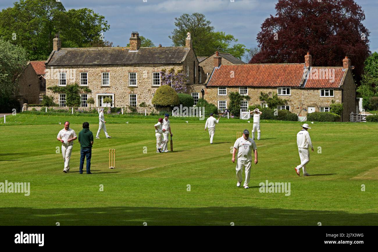 Cricket match in progress in the village of Crakehall, North Yorkshire ...