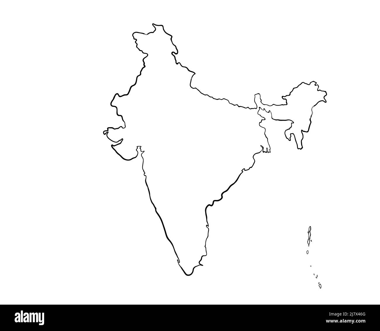Outline map of india Black and White Stock Photos & Images - Alamy