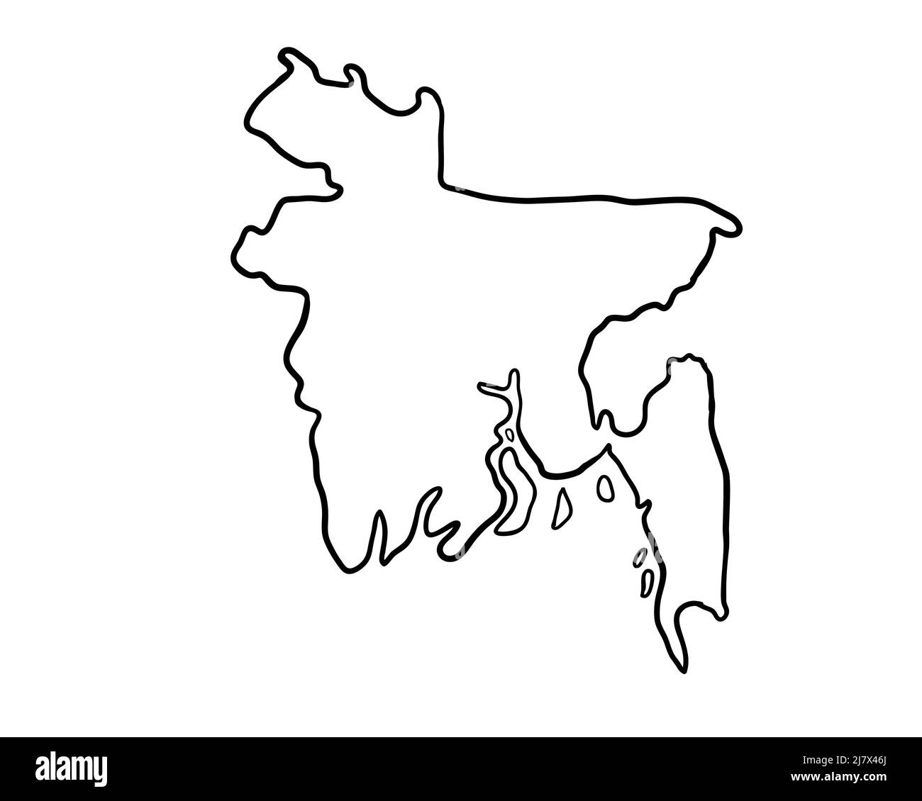 Bangladesh hand drawn map Black and White Stock Photos & Images - Alamy