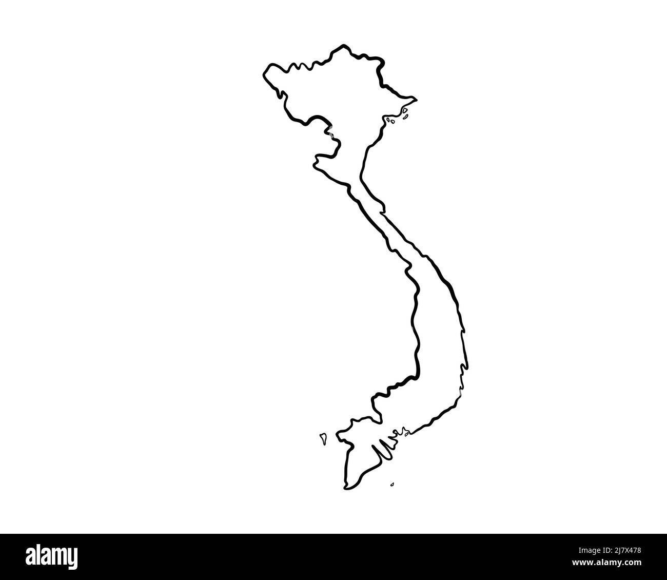 Vietnam simple map outline Cut Out Stock Images & Pictures - Alamy