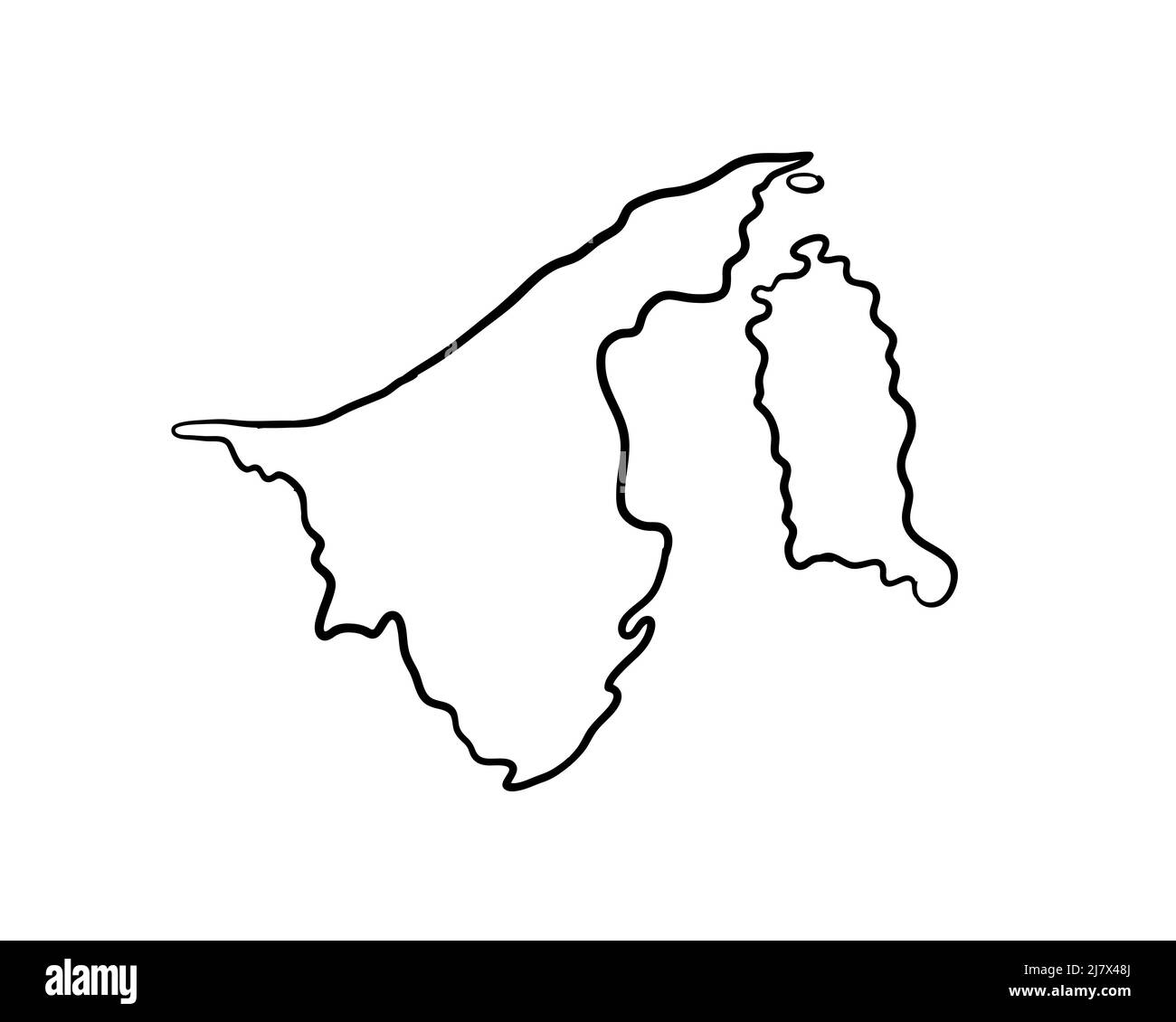 Brunei - Hand-Drawn Map lllustration Stock Photo - Alamy