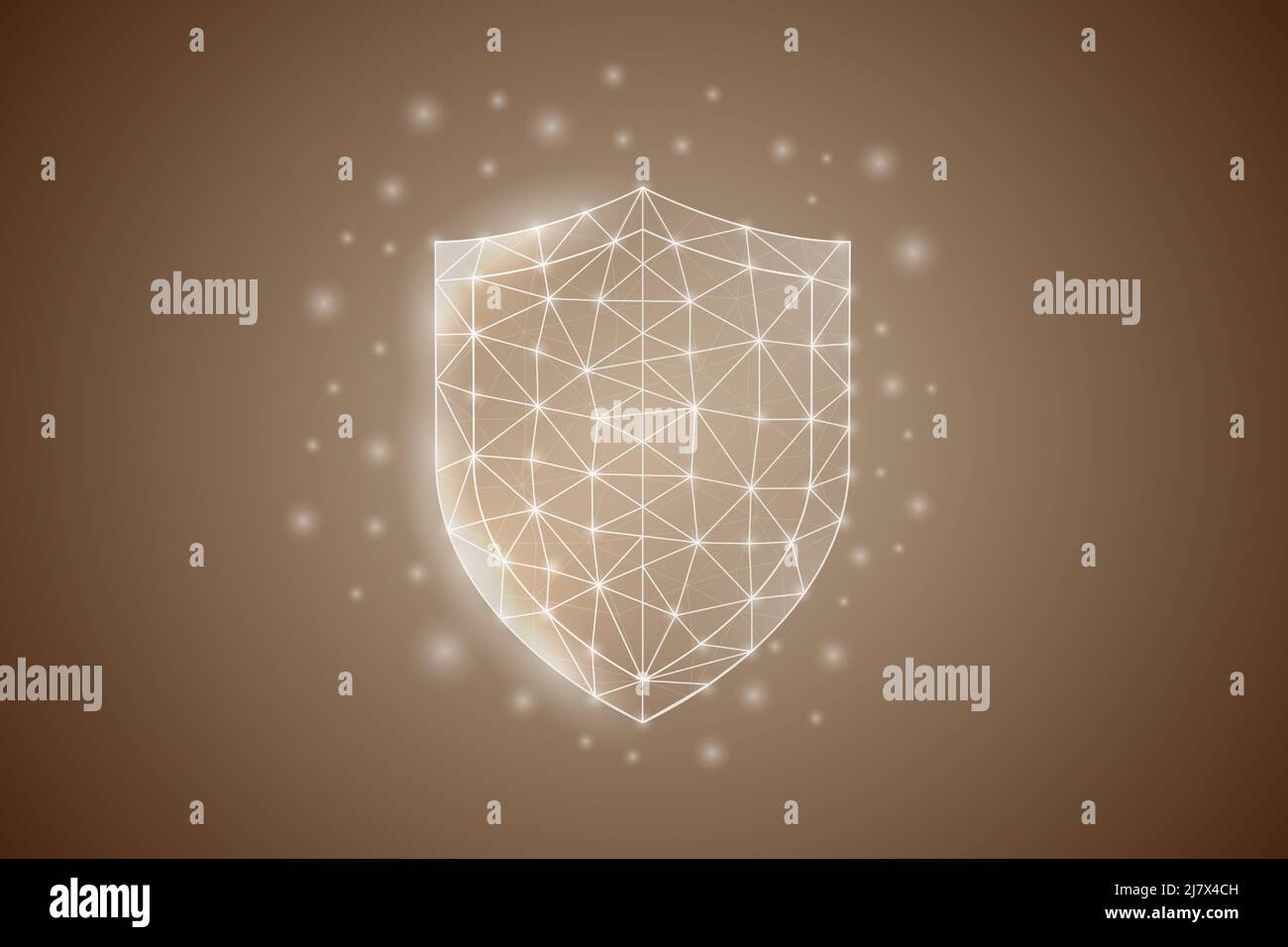 Shield low poly symbol with white connected dots. 3d geometric ...