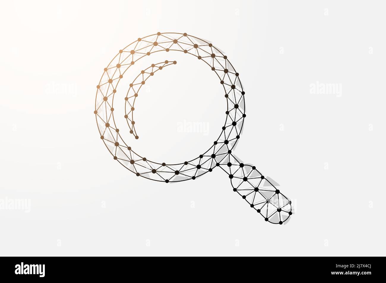 Magnifying glass 3d low poly symbol with connected dots. Analysis ...