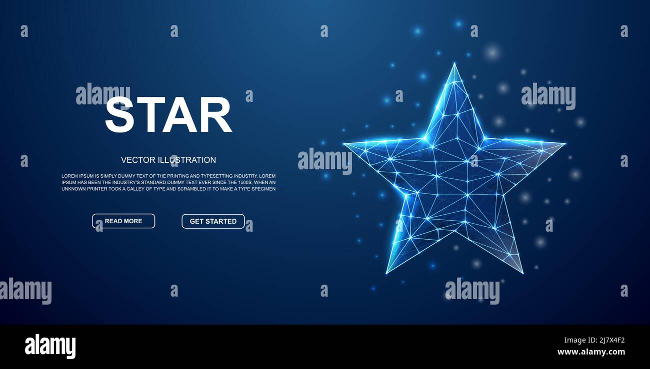 Star 3d low poly symbol with connected dots for landing page. Rating ...