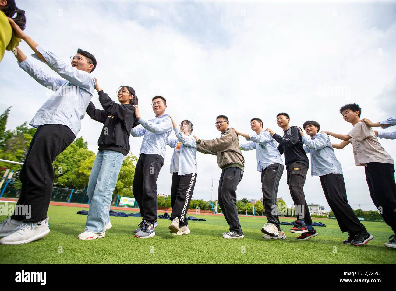 HAIAN, CHINA - MAY 11, 2022 - Senior three students play a ...