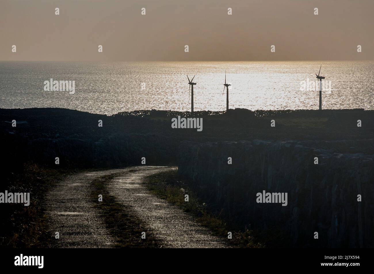Inishmaan in the Bay of Galway, the middle island of the Aran Islands ...