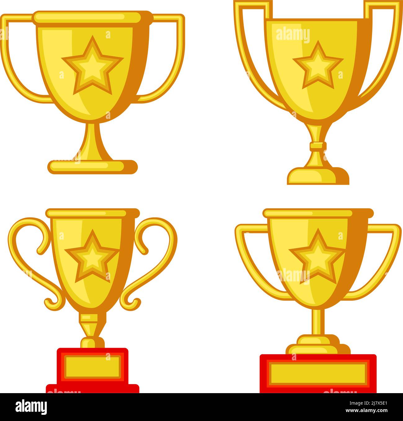 Cartoon golden winner goblet set on white background. Victory themed ...