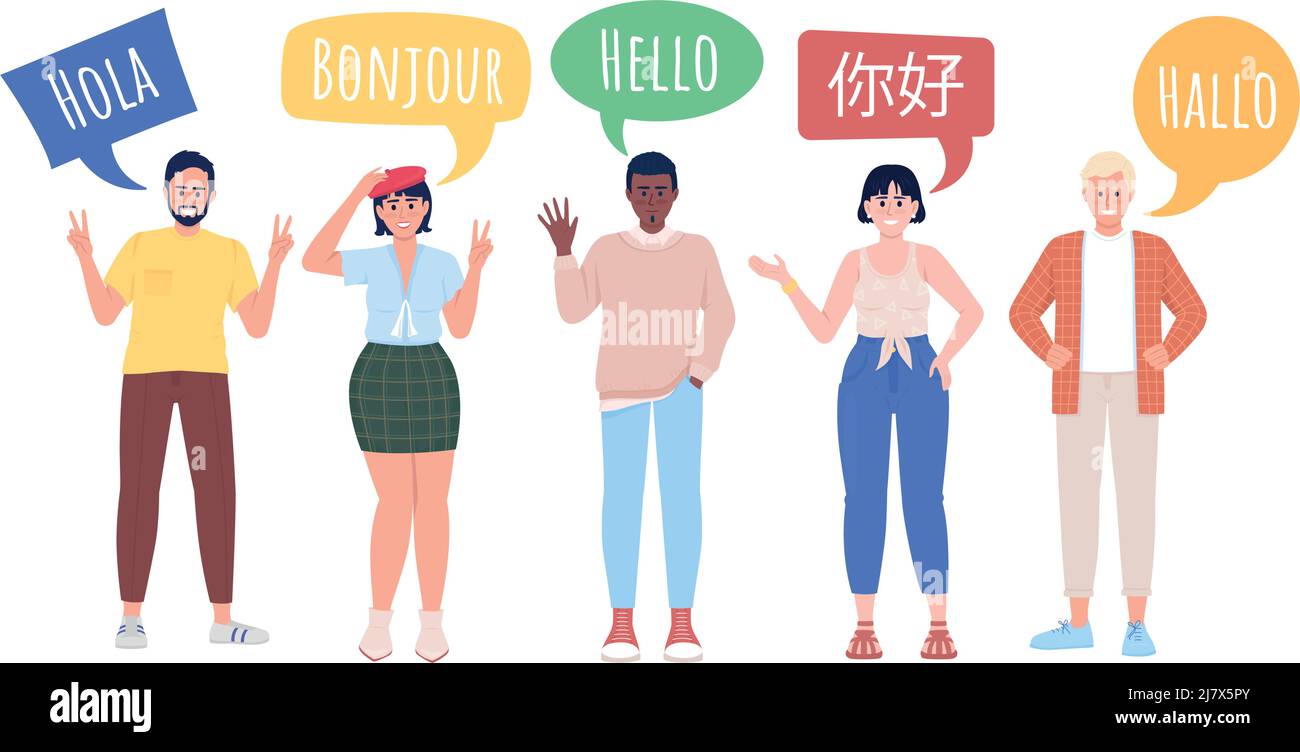 Multilingualism semi flat color vector characters Stock Vector Image ...