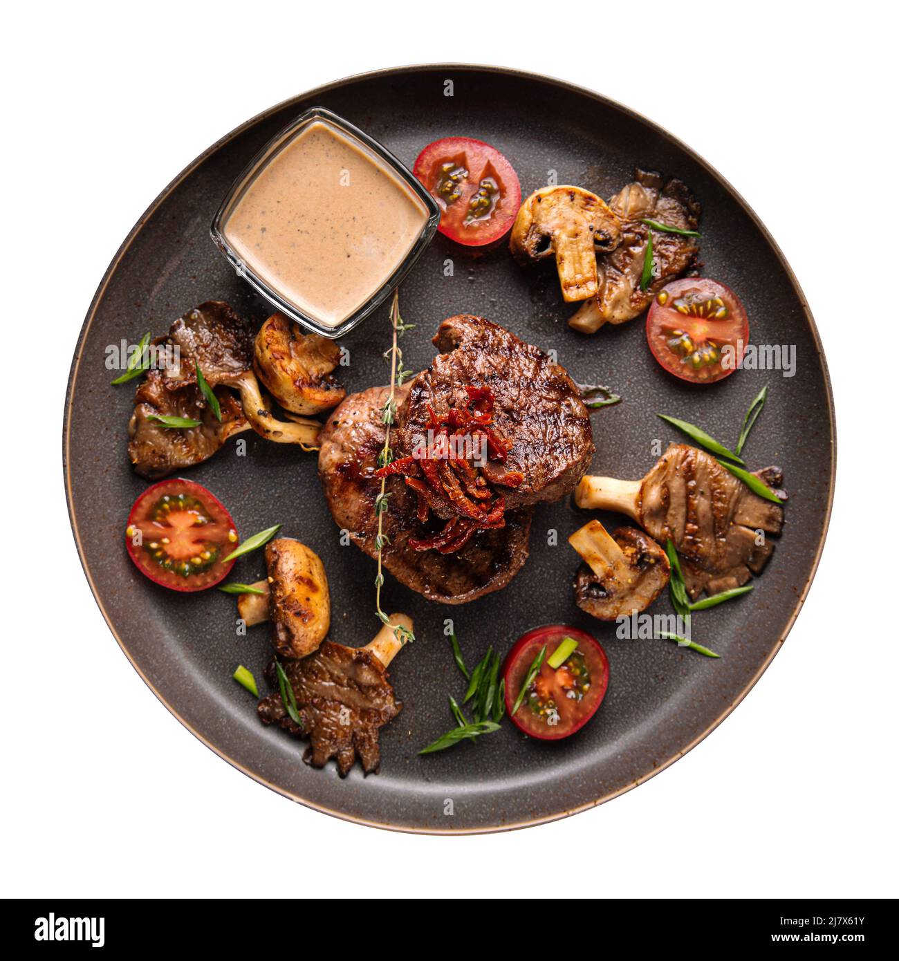 Steak plate restaurant view Cut Out Stock Images & Pictures - Alamy