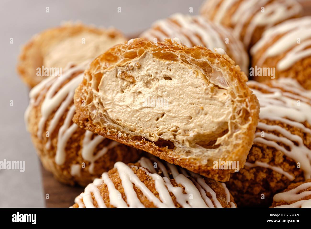 Cookie Choux with Sweet Cream Stock Photo - Alamy