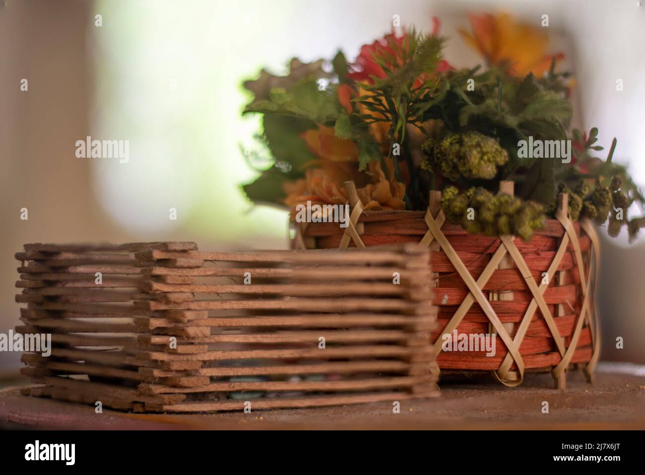 Side view of a vase and a handmade container Stock Photo - Alamy