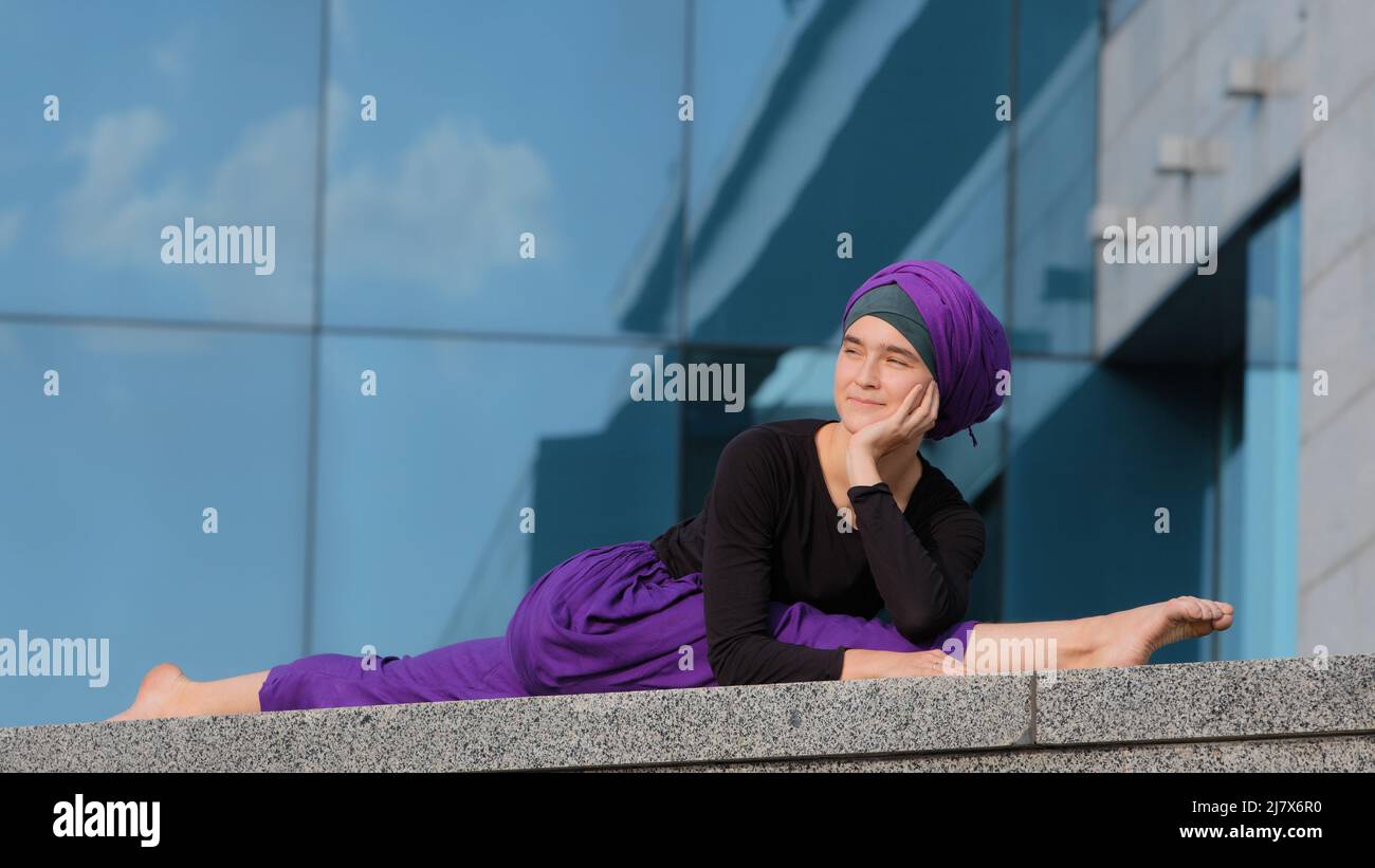 Muslim islamic arab syrian indian woman in hijab girl yogi sportswoman ...