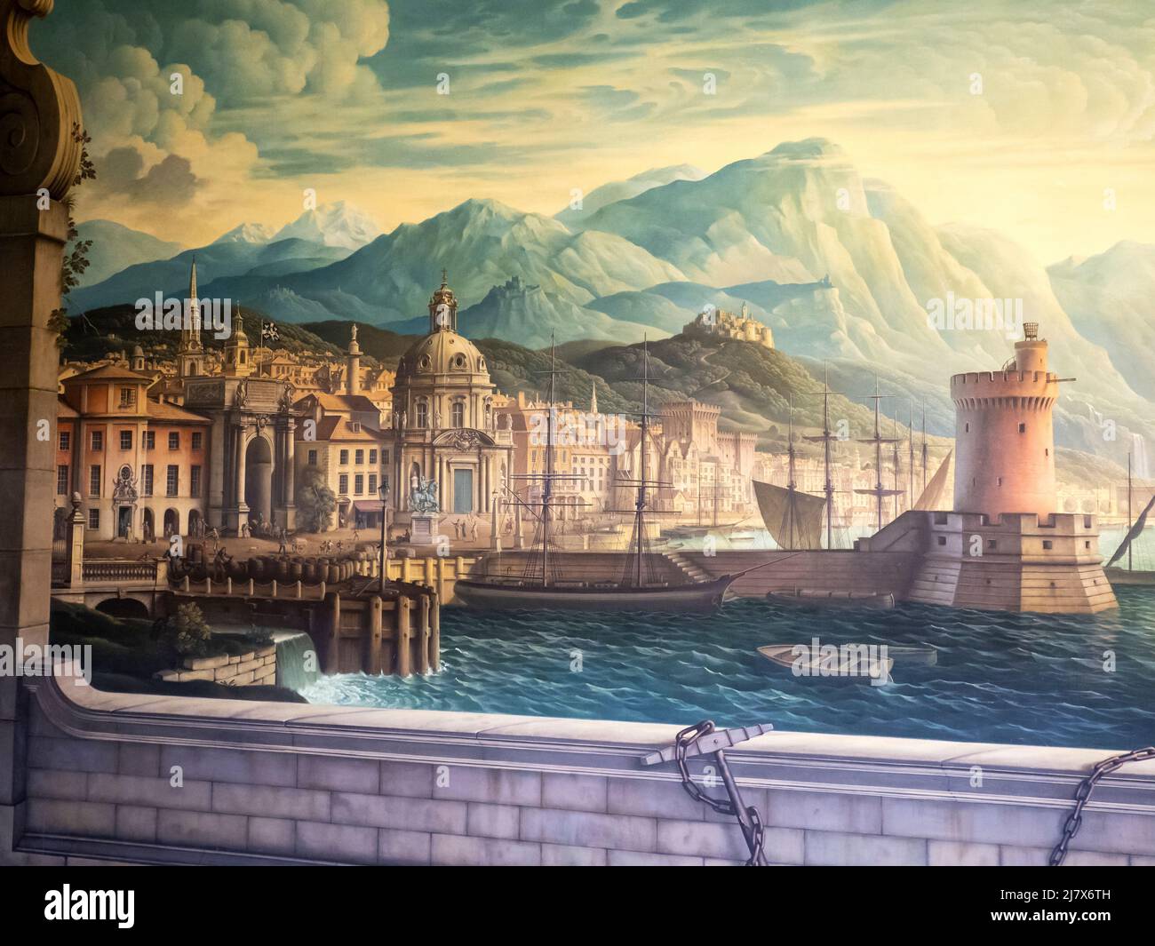 The Rex Whistler mural at Plas Newydd on Anglesey, Wales, UK Stock ...