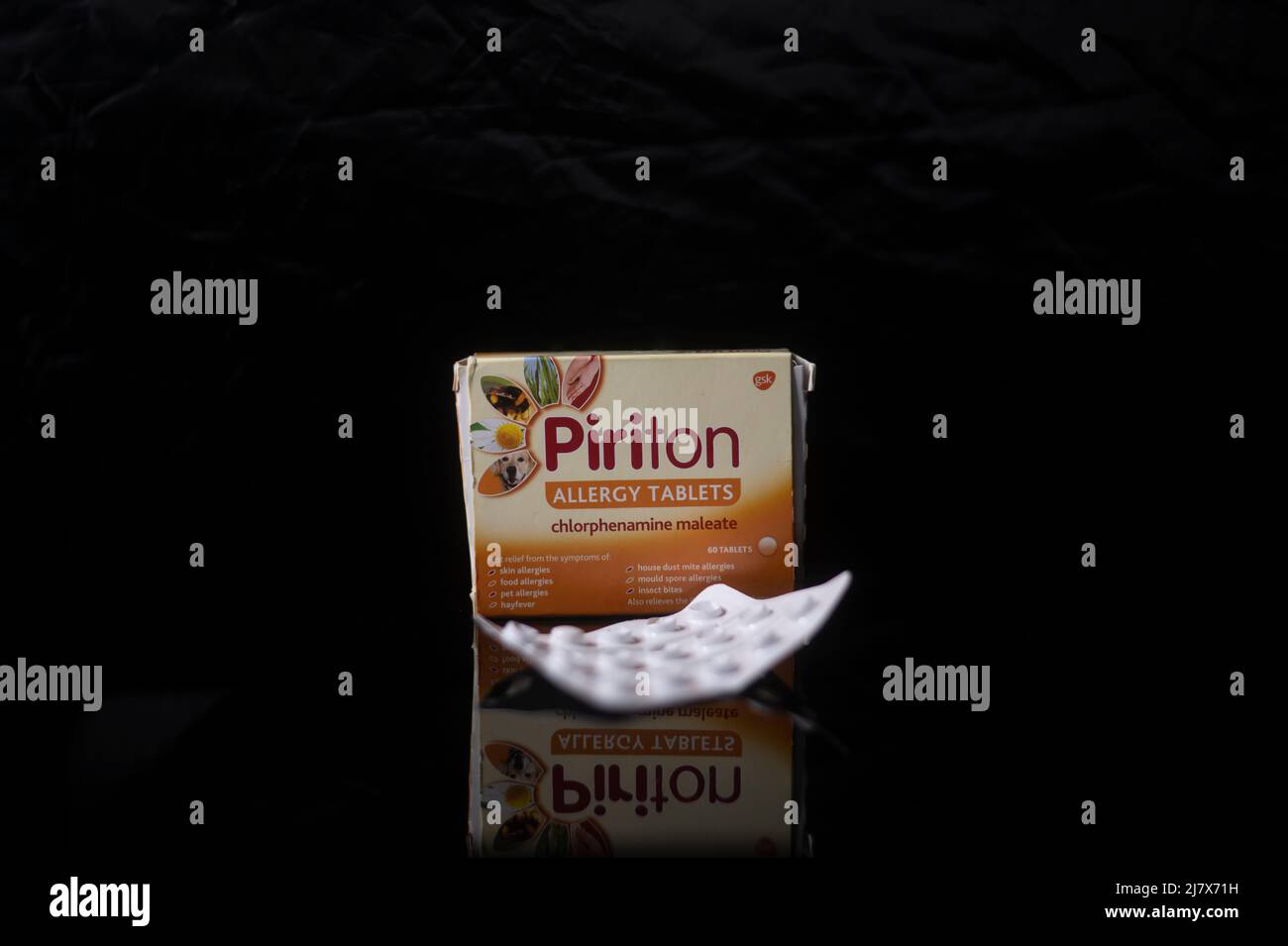 Open Box of Piriton Allergy tablets with blister packaging Stock Photo ...