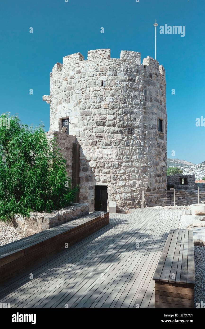 stone tower at the Bodrum castle in Turkey Stock Photo - Alamy