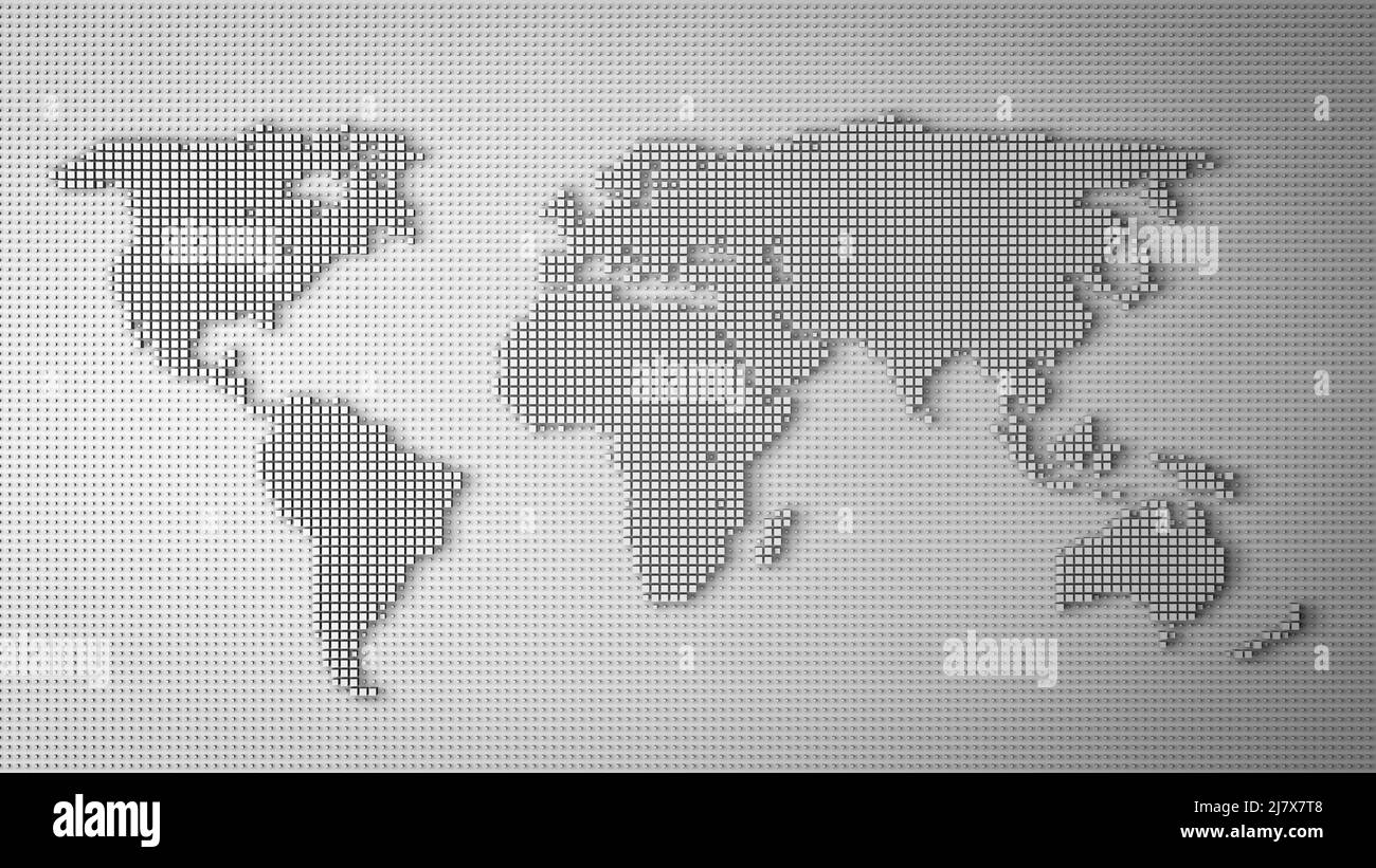 3d pixel world map background. Digital dots in the form global earth. . High quality 3d ...