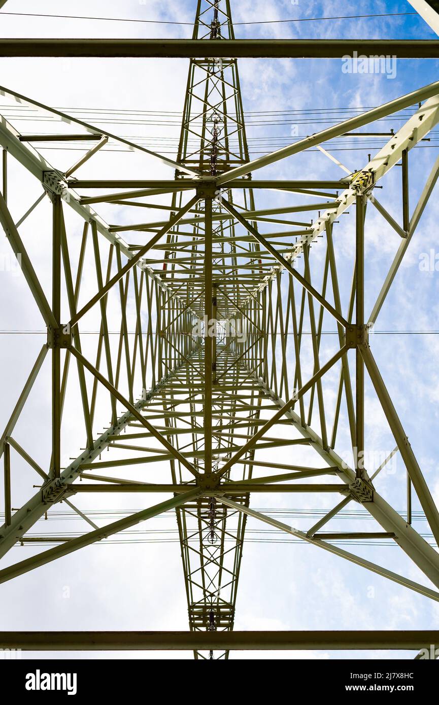 Electricity pylon metal structure bottom-up in architectural ...