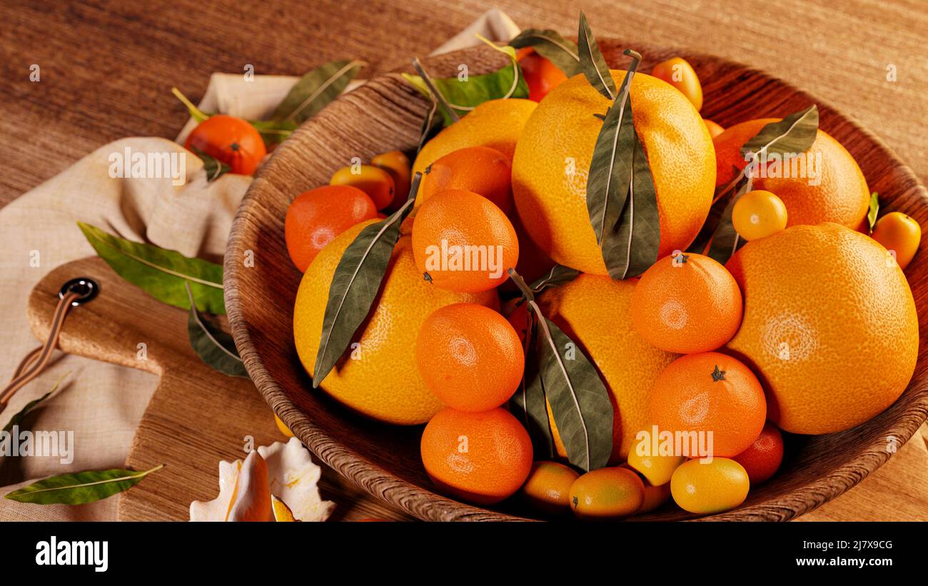 Plate peeled tangerines leaves hi-res stock photography and images - Alamy