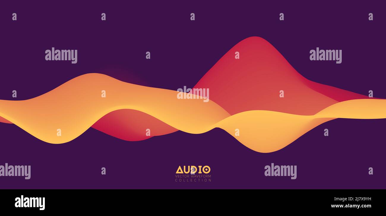 Sound wave visualiztion. 3D orange solid waveform. Voice sample pattern ...
