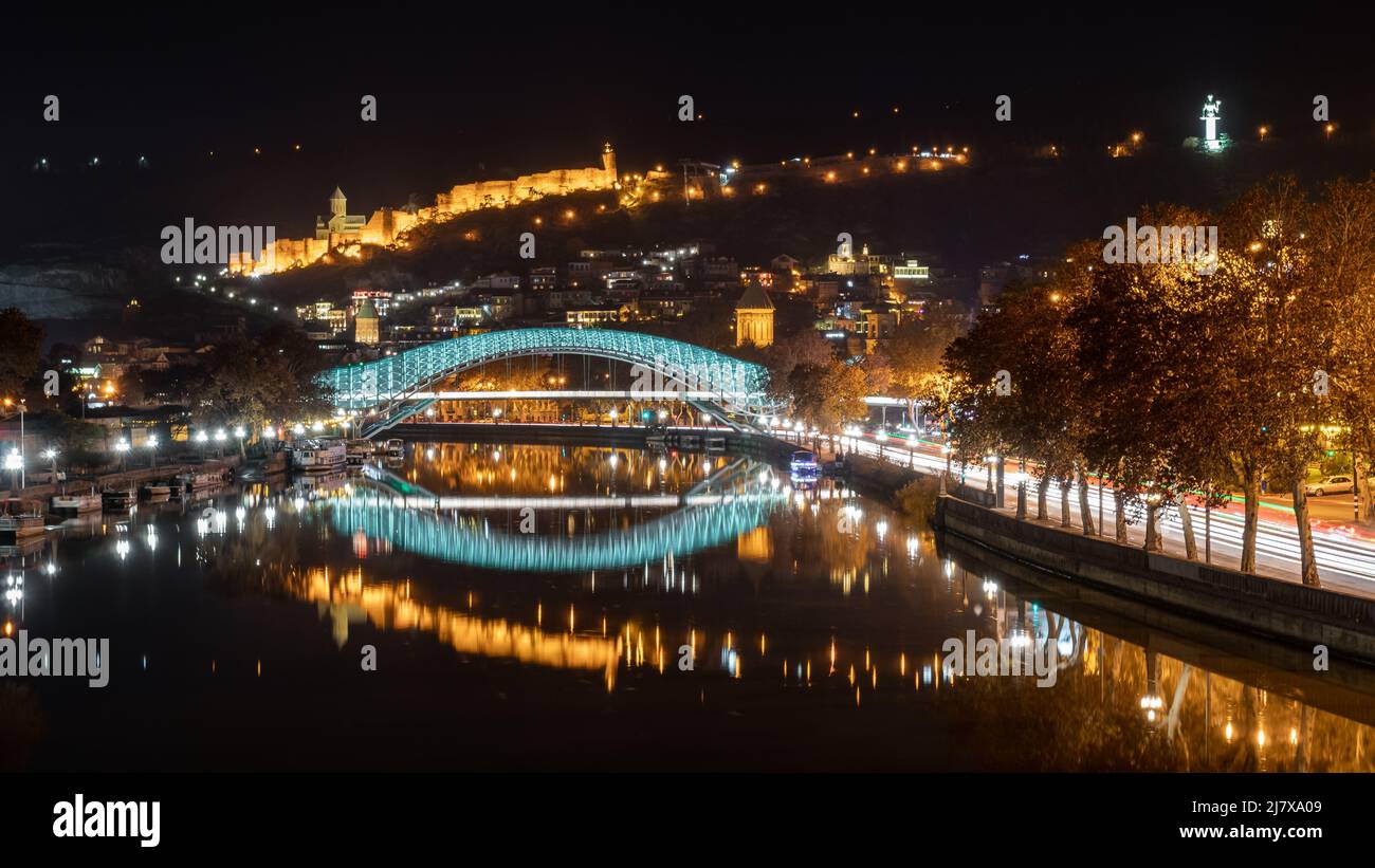Tbilisi, Georgia - 4 December, 2021: Narikala Fortress and illuminated ...