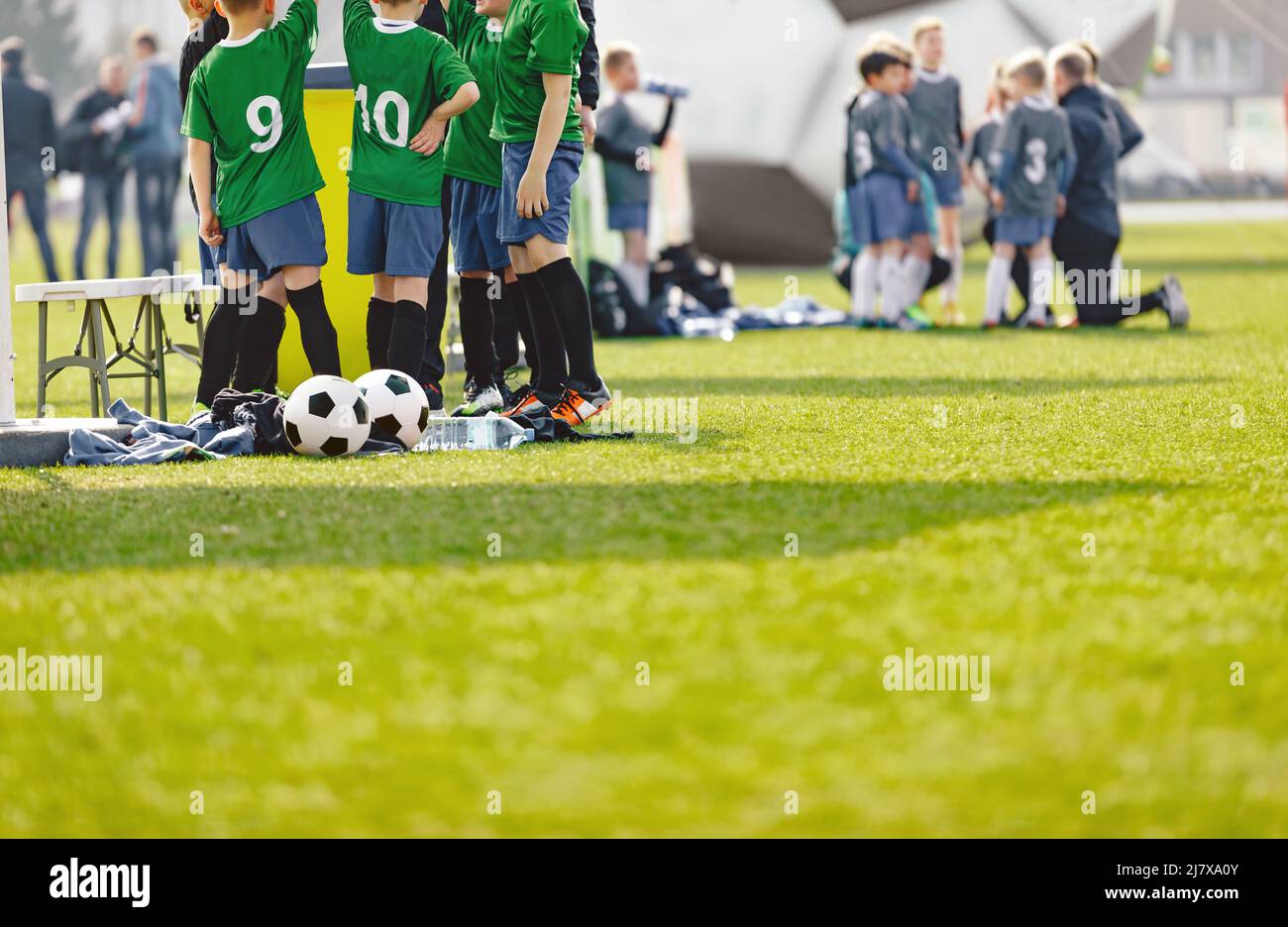 Youth soccer football team. Group photo. Soccer players standing ...