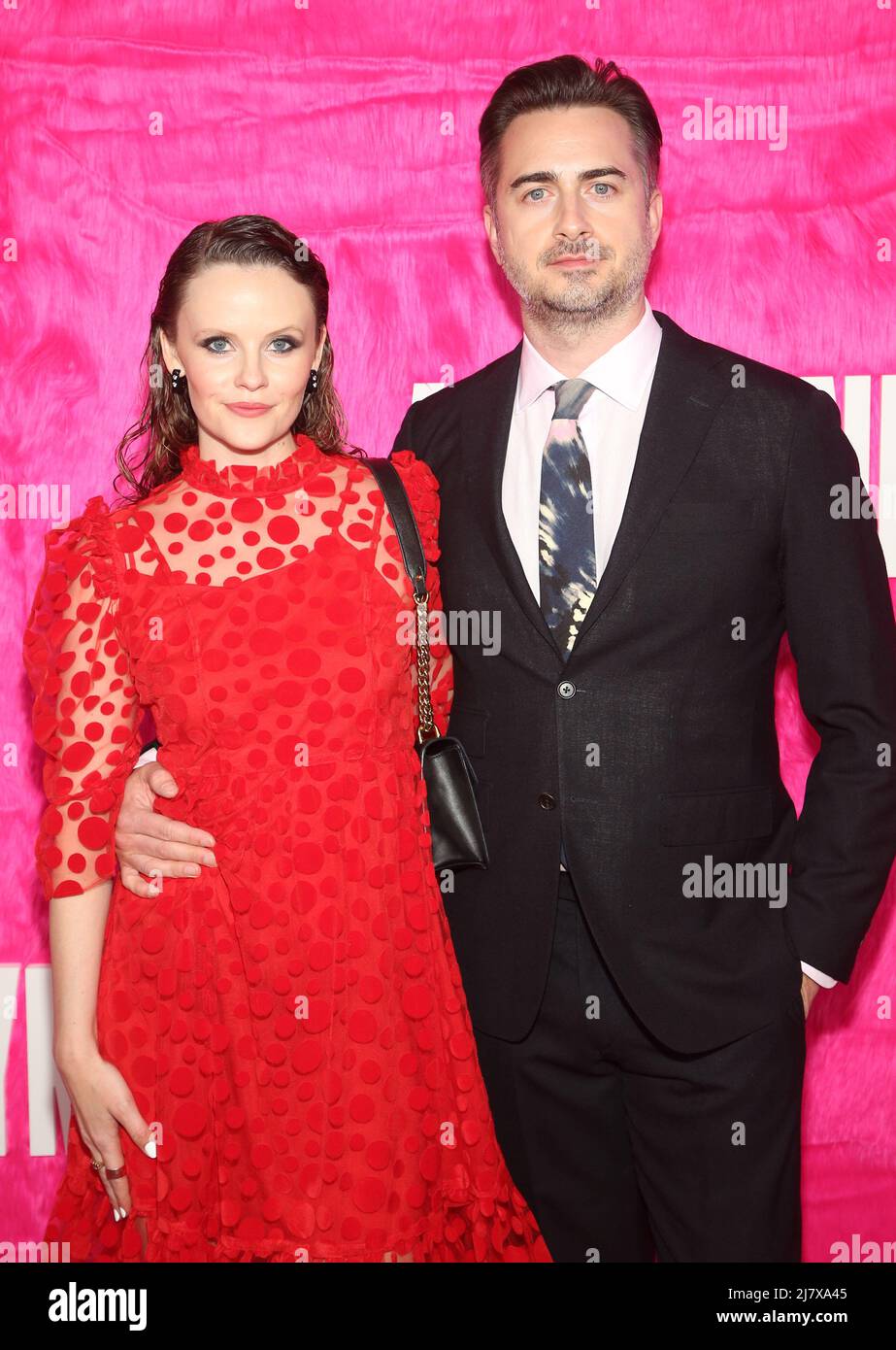 West Hollywood, Ca. 10th May, 2022. Sarah Ramos and Matt Spicer at Peacock's Angelyne Premiere ...