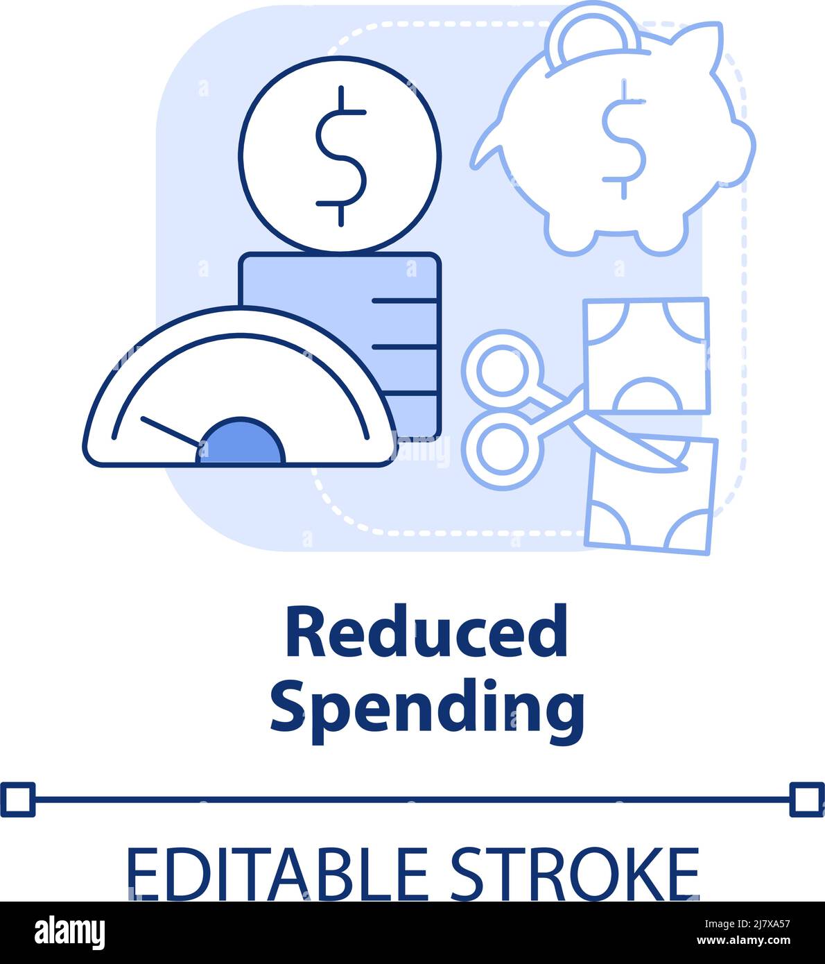 Reduced spending light blue concept icon Stock Vector Image & Art - Alamy