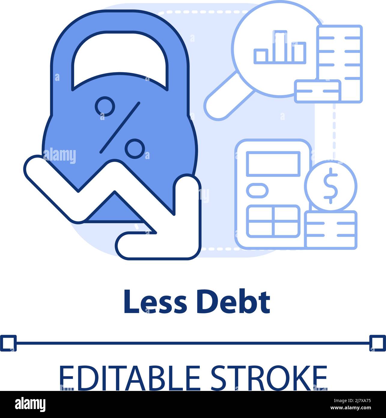 Less debt light blue concept icon Stock Vector Image & Art - Alamy