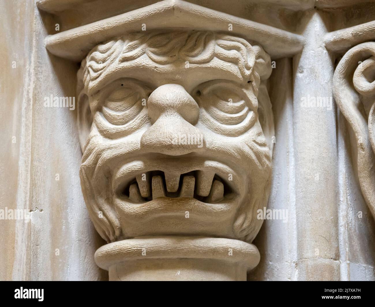 Ornate plaster gargoyle decorations at Penrhyn Castle, Bangor, North ...