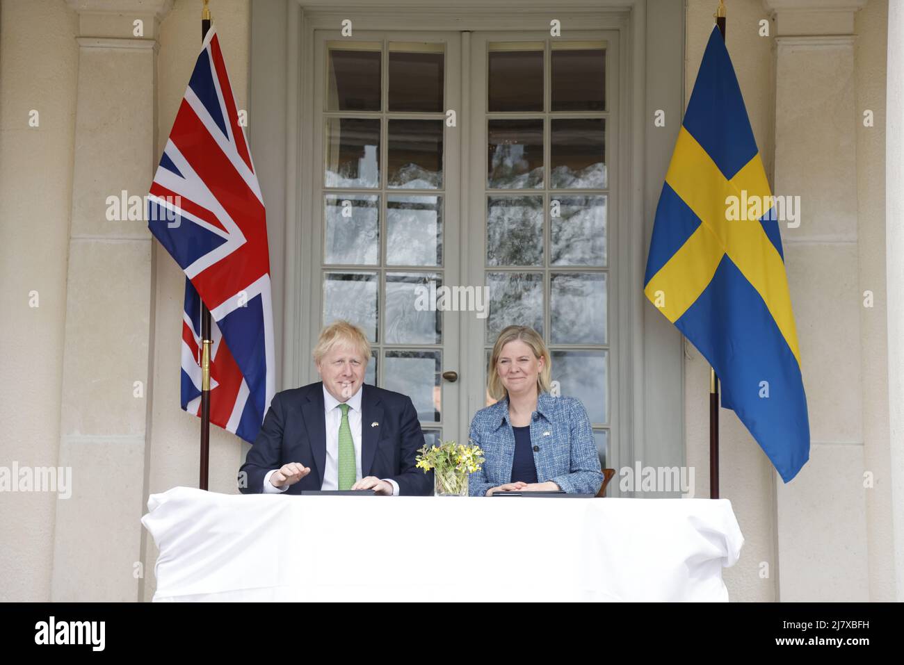 UK Prime Minister Boris Johnson and Sweden’s Prime Minister Magdalena ...