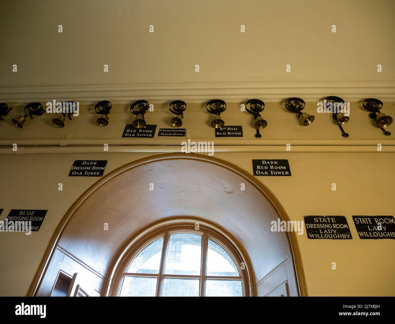 Bells to communicate with servants at Penrhyn Castle, Bangor, North ...